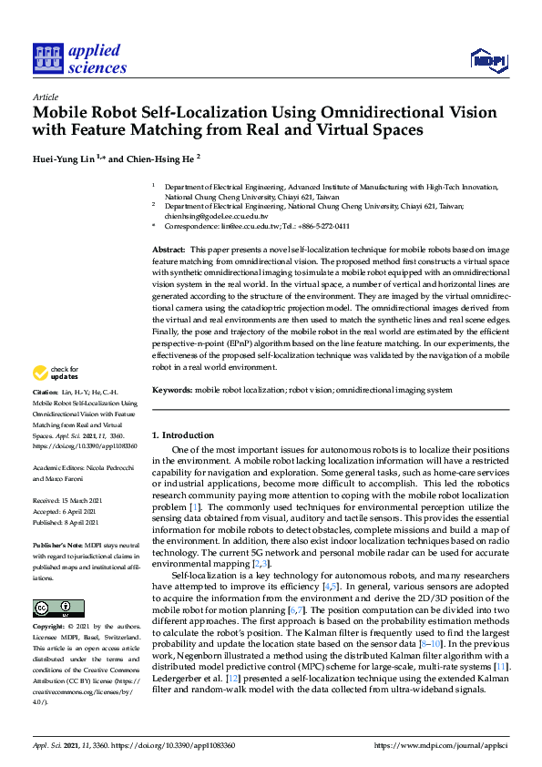 Pdf Mobile Robot Self Localization Using Omnidirectional Vision With