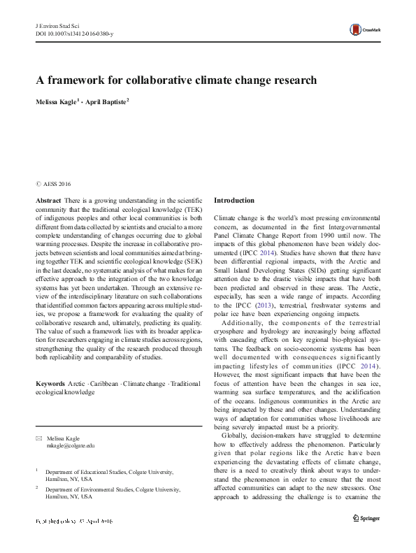 (PDF) A framework for collaborative climate change research