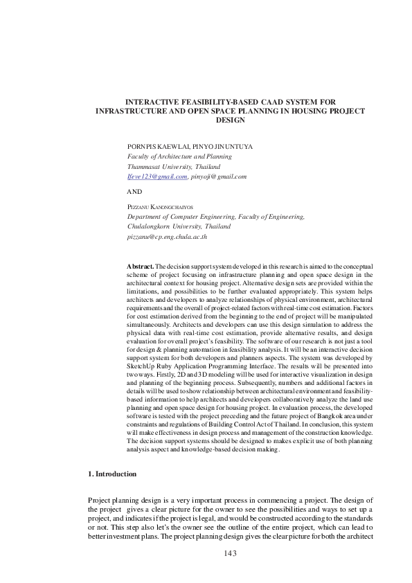 (PDF) Interactive Feasibility-based CAAD System for Infrastructure and ...