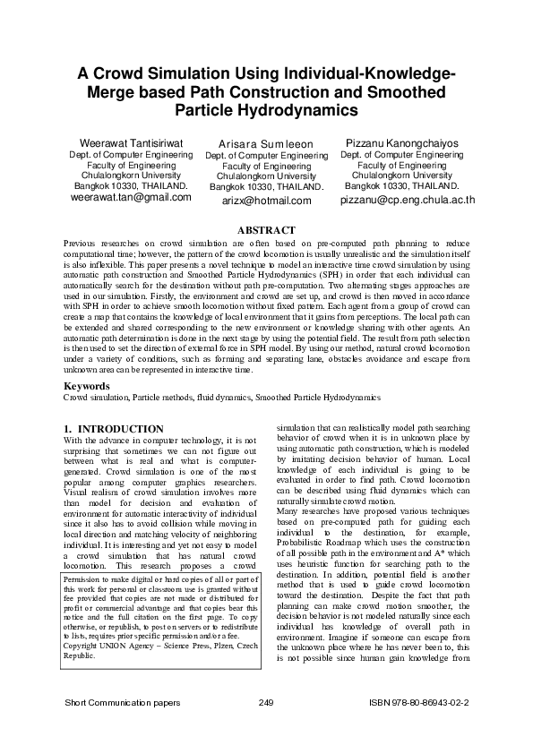 (PDF) A Crowd Simulation Using Individual-Knowledge-Merge based Path Construction and Smoothed ...