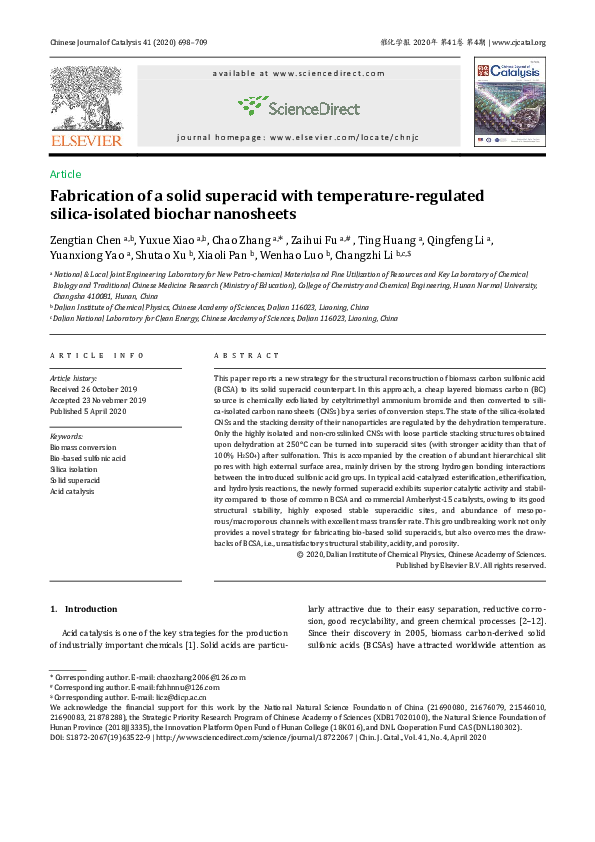 (PDF) Fabrication of a solid superacid with temperature-regulated ...