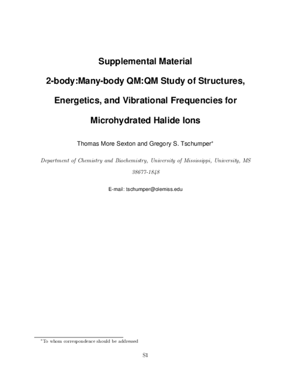 (PDF) 2-body:Many-body QM:QM study of structures, energetics, and vibrational frequencies for ...