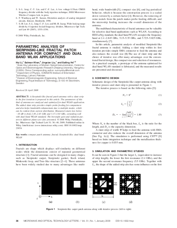 (PDF) Parametric analysis of Sierpinski-like fractal patch antenna for ...