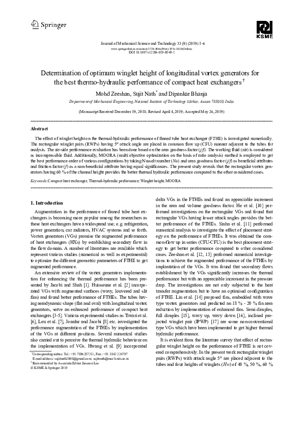 (PDF) Determination of optimum winglet height of longitudinal vortex ...
