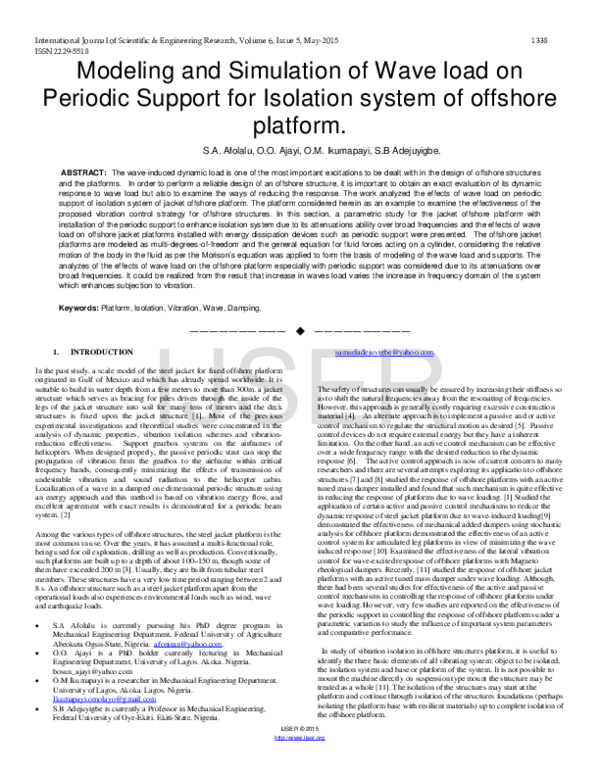 (PDF) Modeling and Simulation of Wave load on Periodic Support for Isolation system of offshore ...