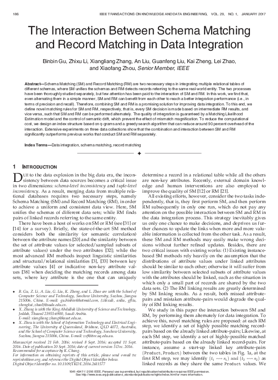 Pdf The Interaction Between Schema Matching And Record Matching In