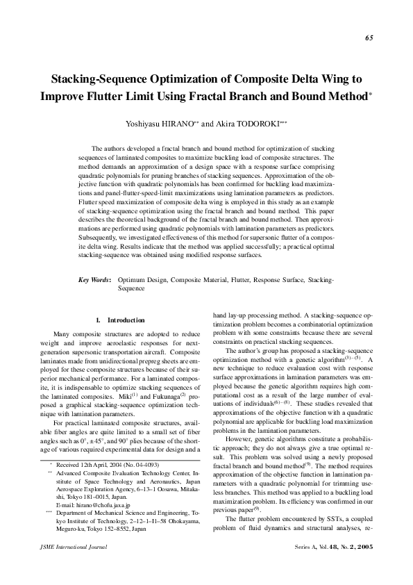 Pdf Stacking Sequence Optimization Of Composite Delta Wing To Improve Flutter Limit Using