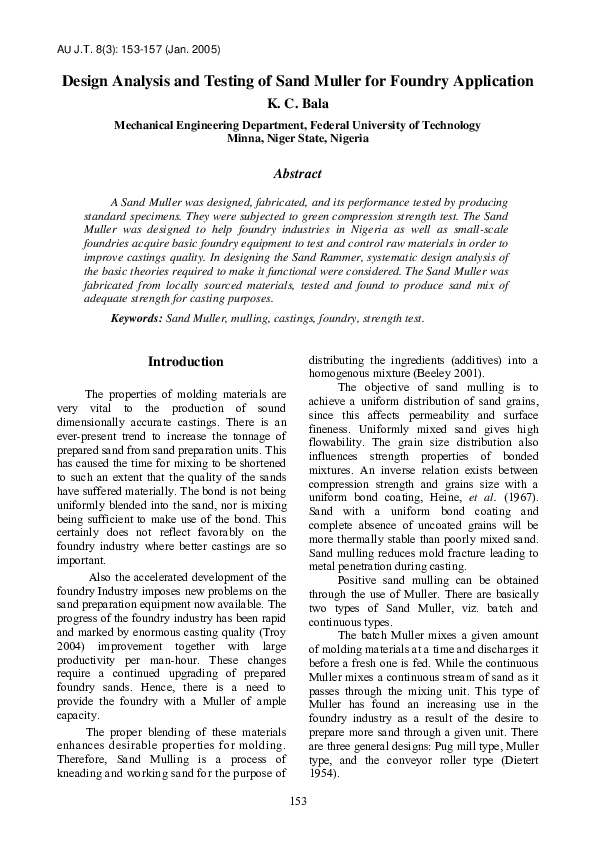 (PDF) Design Analysis and Testing of Sand Muller for Foundry Application