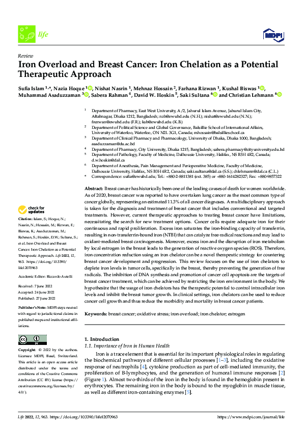 (PDF) Iron Overload and Breast Cancer: Iron Chelation as a Potential ...