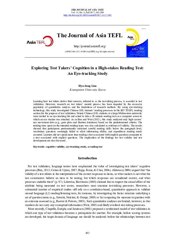 (PDF) Exploring Test Takers’ Cognition in a High-stakes Reading Test ...