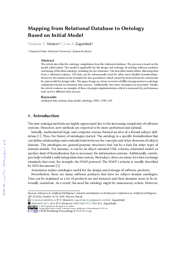 (PDF) Mapping from Relational Database to Ontology Based on Initial Model
