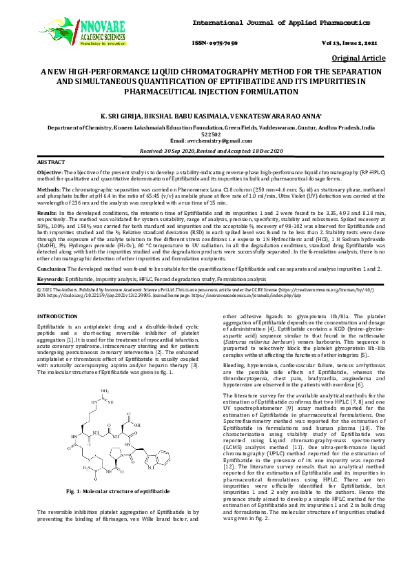 (PDF) A New High-Performance Liquid Chromatography Method for the Separation and Simultaneous ...