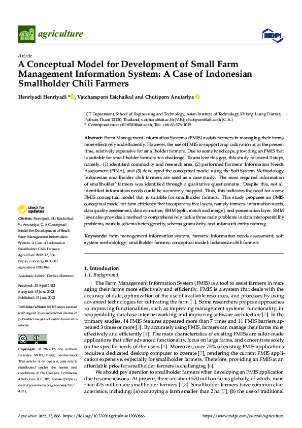 (PDF) A Conceptual Model for Development of Small Farm Management ...