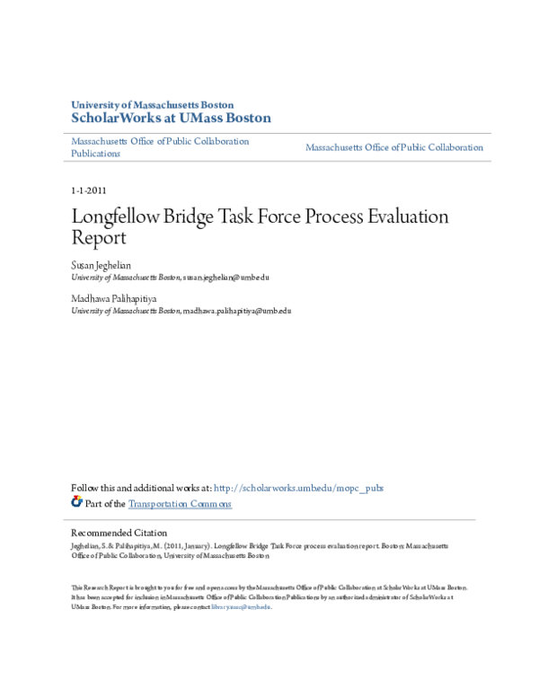 (PDF) Longfellow Bridge Task Force Process Evaluation Report