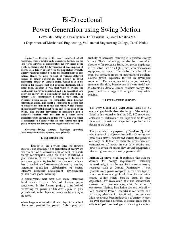 (PDF) Bi-Directional Power Generation using Swing Motion