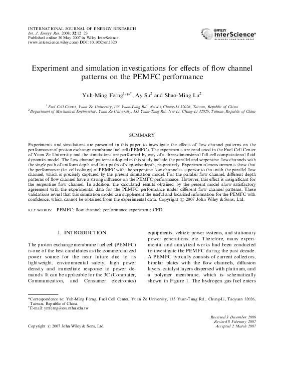 (PDF) Experiment and simulation investigations for effects of flow channel patterns on the PEMFC ...