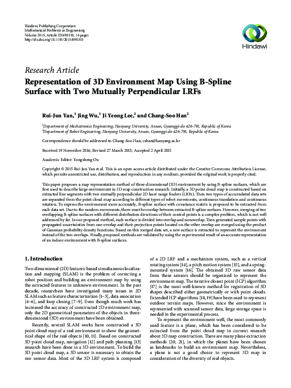 (PDF) Representation of 3D Environment Map Using B-Spline Surface with ...