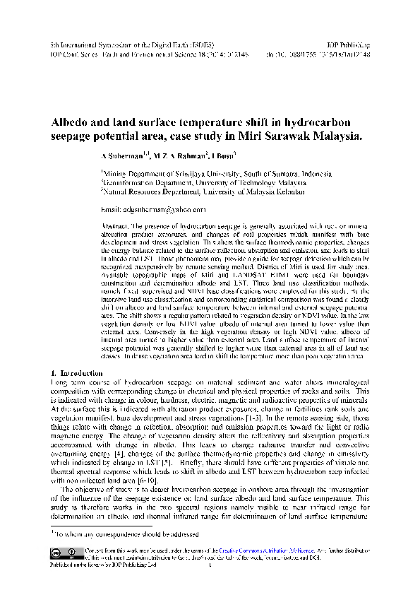 (PDF) Albedo and land surface temperature shift in hydrocarbon seepage potential area, case ...