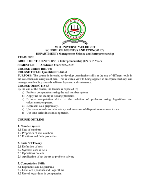 (PDF) HRD 101 COURSE OUTLINE ENT 2022
