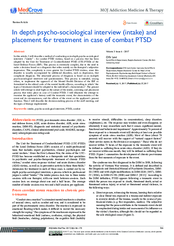 (PDF) In Depth Psycho-Sociological Interview (Intake) and Placement for ...