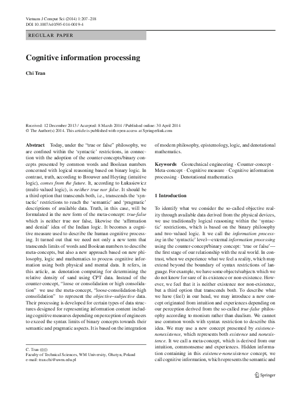 (PDF) Cognitive information processing
