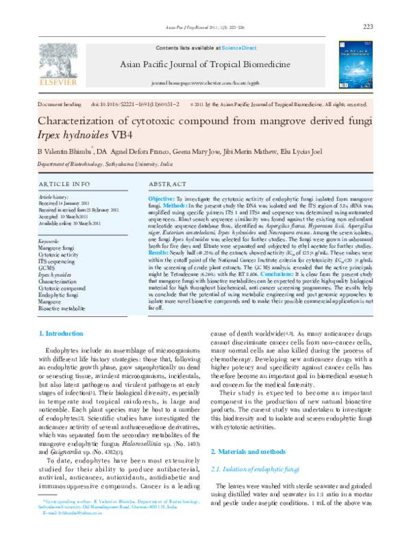 (PDF) Characterization of cytotoxic compound from mangrove derived ...