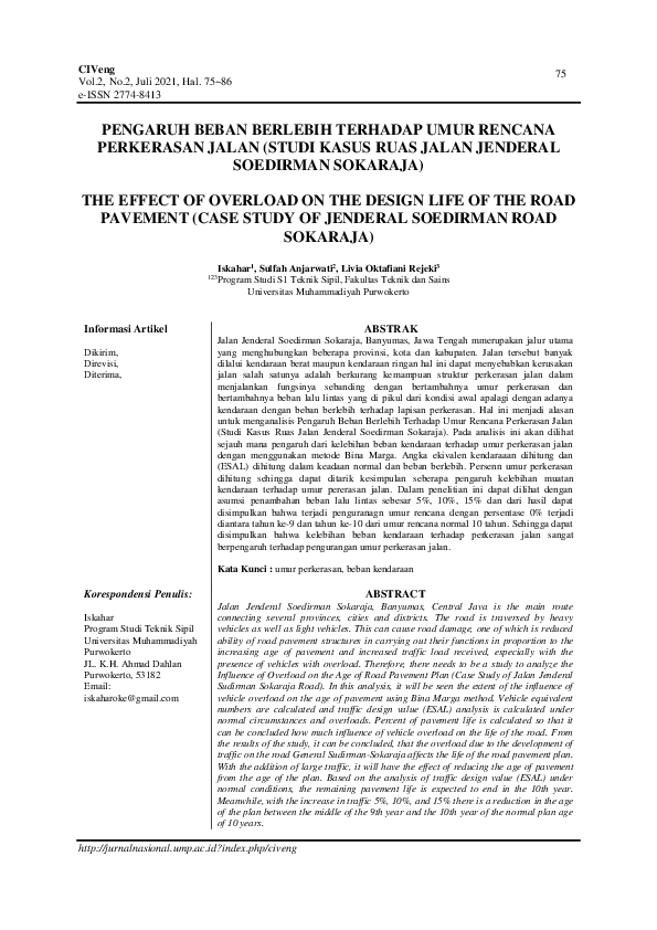 (PDF) Pengaruh Beban Berlebih Terhadap Umur Rencana Perkerasan Jalan ...