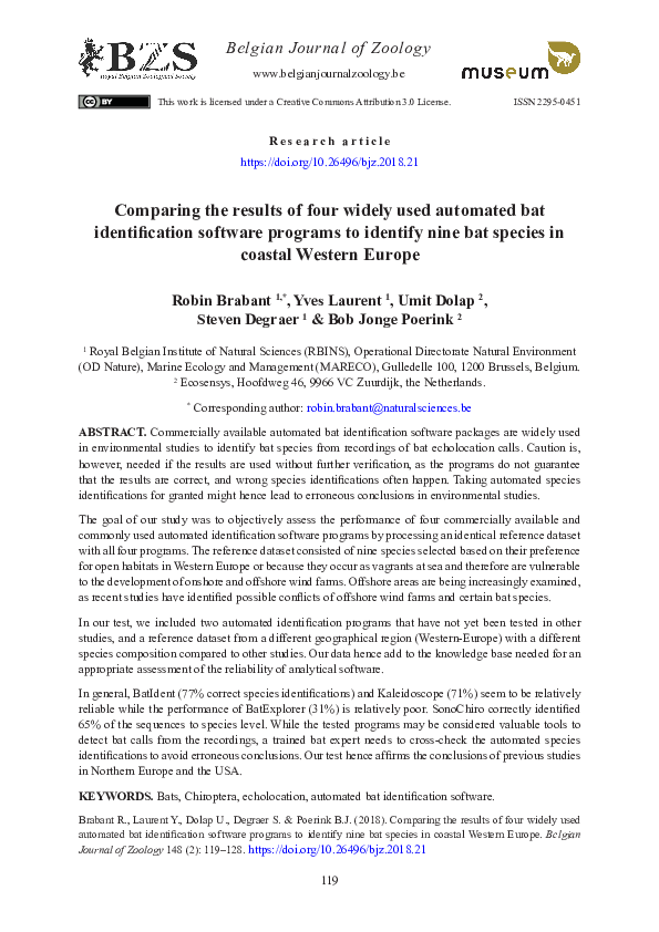 (PDF) Comparing the results of four widely used automated bat ...