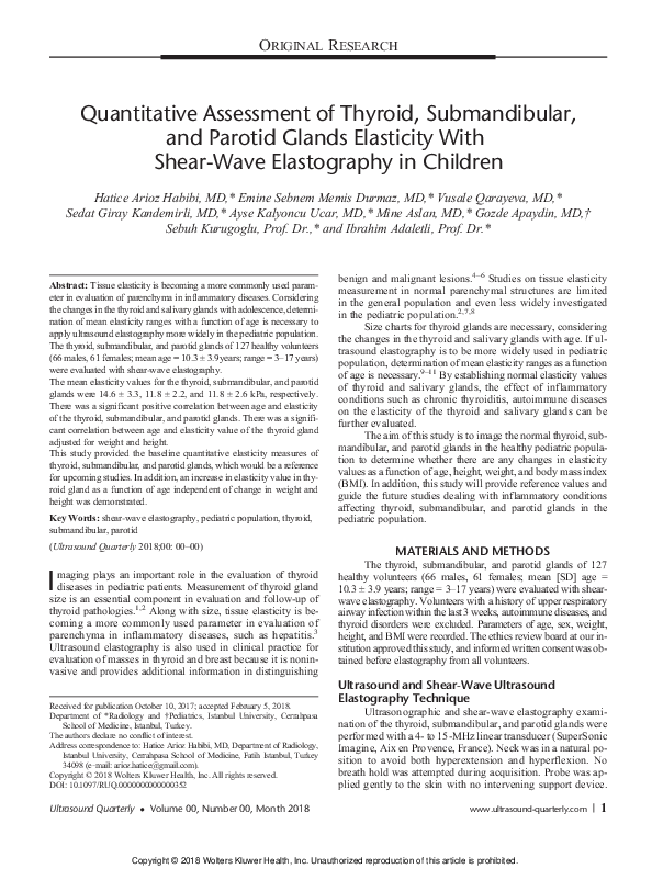 (PDF) Quantitative Assessment of Thyroid, Submandibular, and Parotid Glands Elasticity With ...