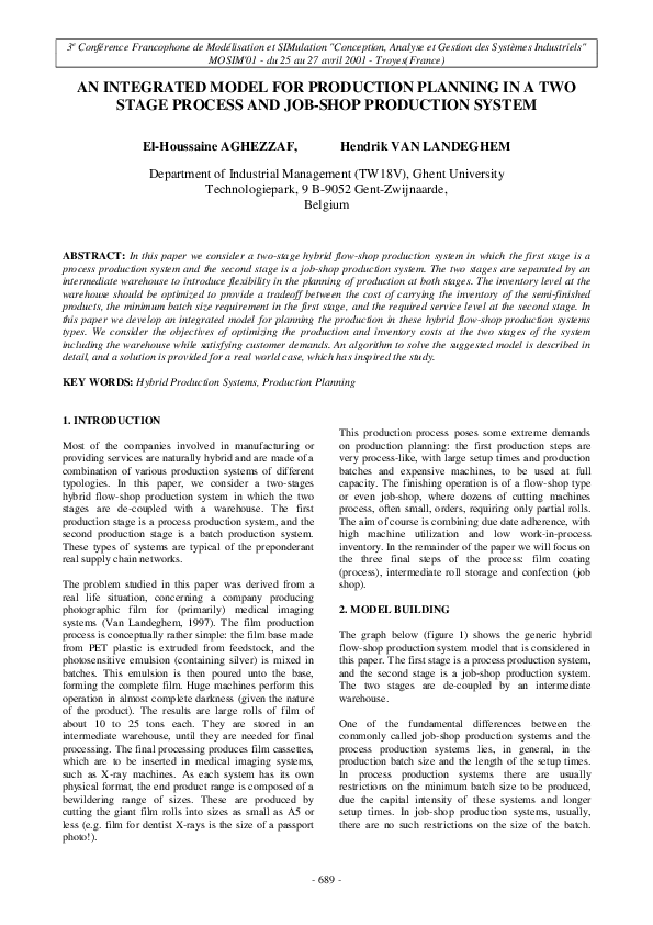 (PDF) An integrated model for inventory and production planning in a ...