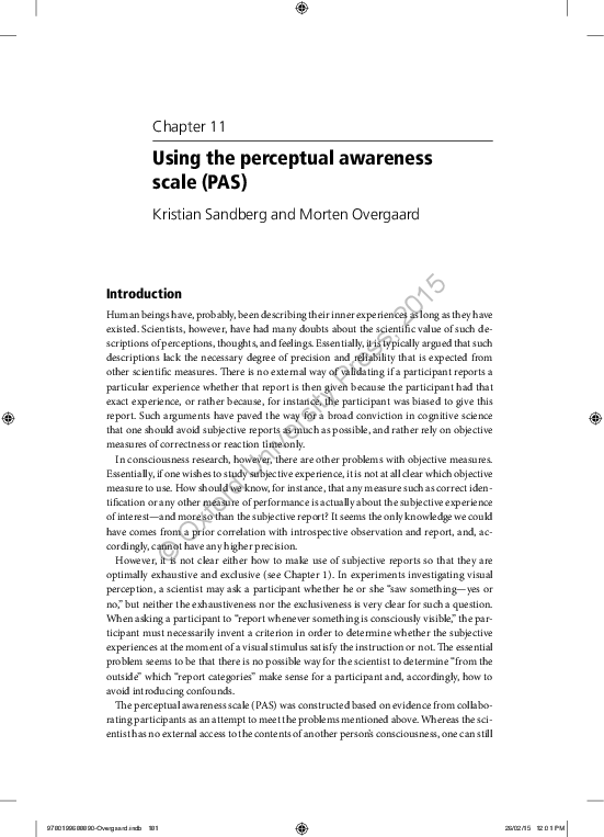 (PDF) Using the perceptual awareness scale (PAS)
