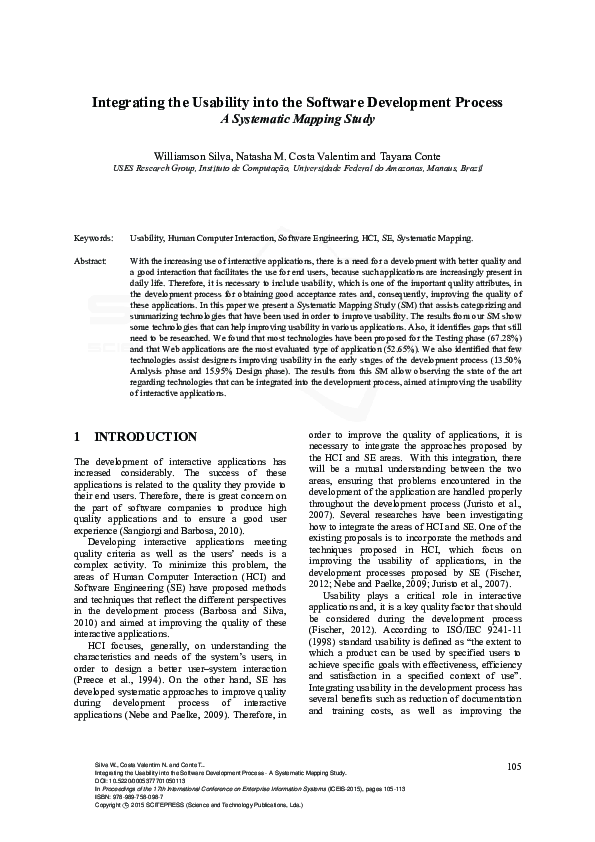 (PDF) Integrating the Usability into the Software Development Process - A Systematic Mapping Study