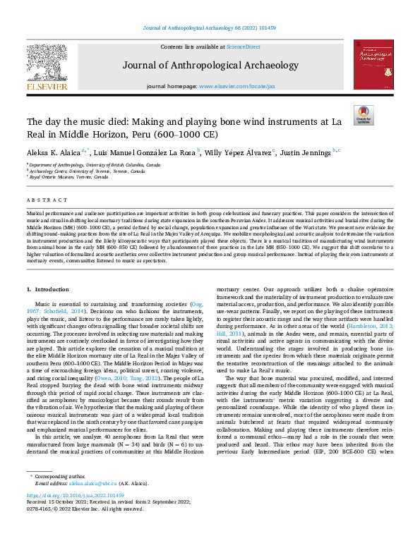 (PDF) The day the music died: Making and playing bone wind instruments ...