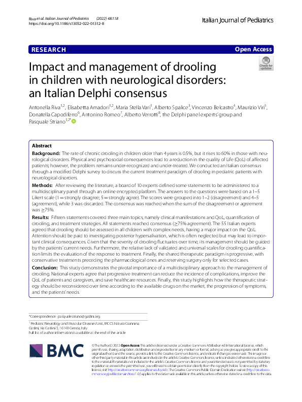 (PDF) Impact and management of drooling in children with neurological ...