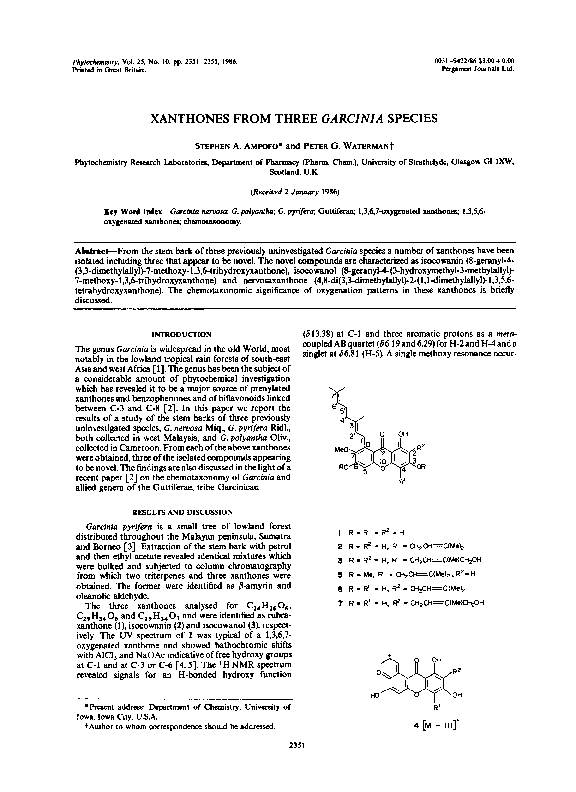 (PDF) Xanthones from three Garcinia species