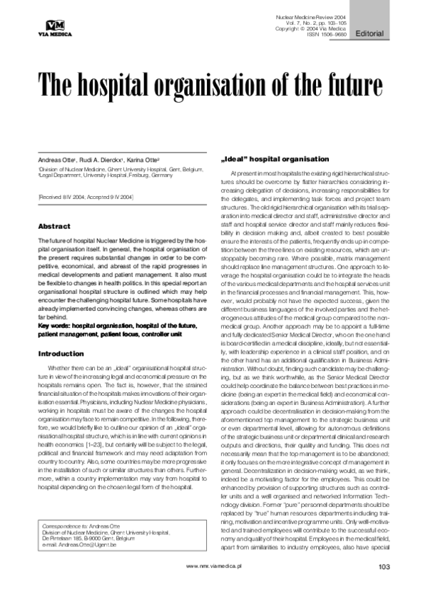 (PDF) The hospital organization of the future