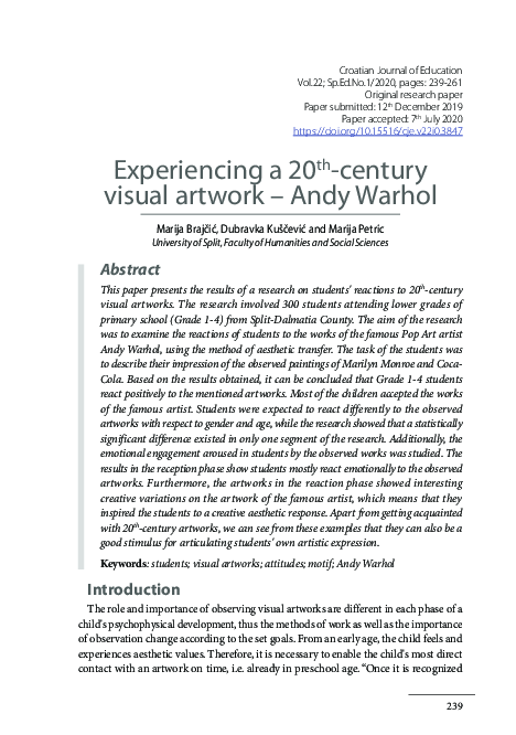 (PDF) Experiencing a 20th-century visual artwork – Andy Warhol