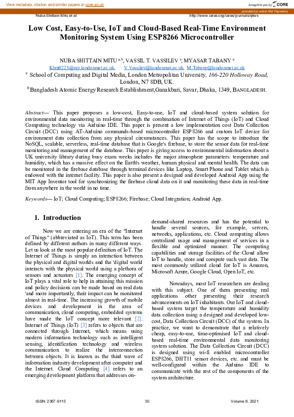Pdf Low Cost Easy To Use Iot And Cloud Based Real Time Environment