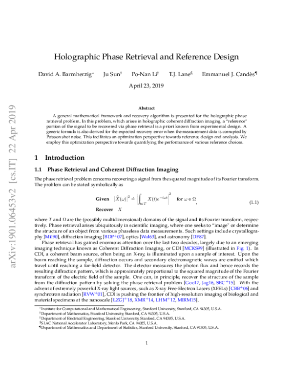 (PDF) Holographic phase retrieval and reference design