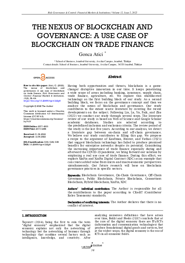 (PDF) The nexus of blockchain and governance: A use case of blockchain ...