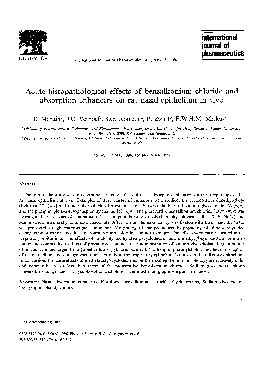 (PDF) Acute histopathological effects of benzalkonium chloride and ...