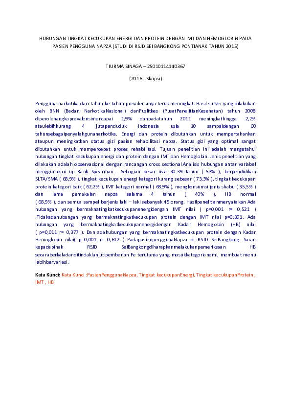 (PDF) HUBUNGAN TINGKAT KECUKUPAN ENERGI DAN PROTEIN DENGAN IMT DAN ...