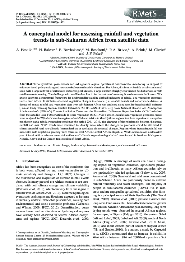 (PDF) A conceptual model for assessing rainfall and vegetation trends ...