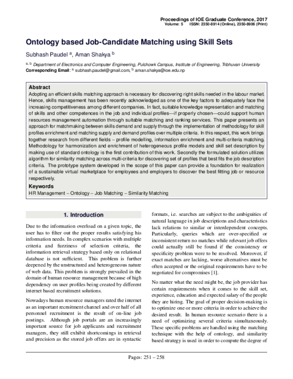 (PDF) Ontology based Job-Candidate Matching using Skill Sets