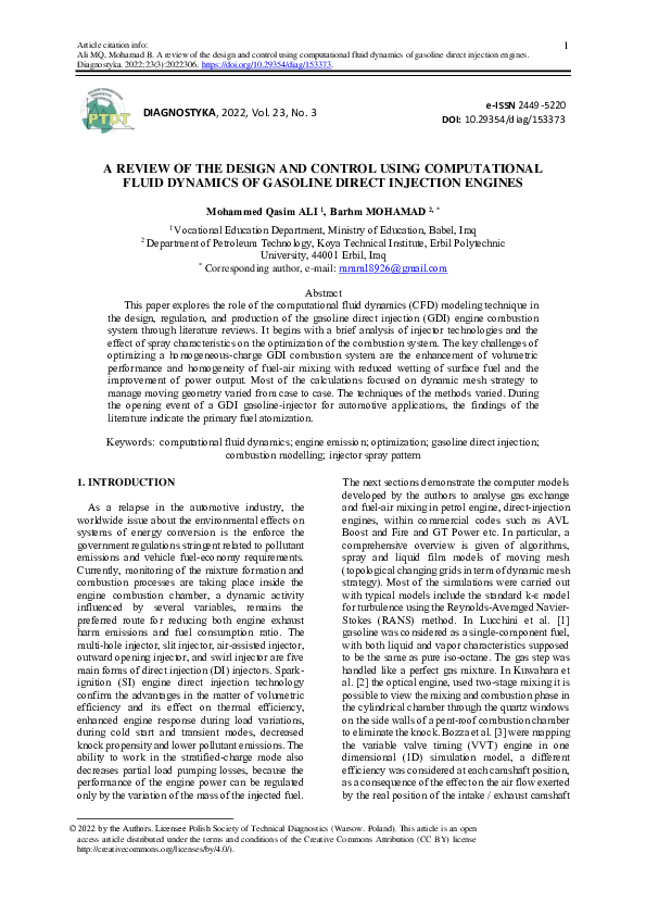 Pdf A Review Of The Design And Control Using Computational Fluid Dynamics Of Gasoline Direct
