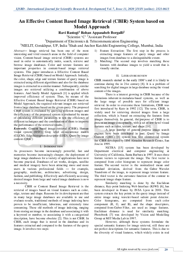 Pdf An Effective Content Based Image Retrieval Cbir System Based On Model Approach