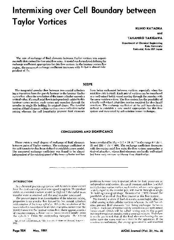 (PDF) Intermixing over cell boundary between taylor vortices