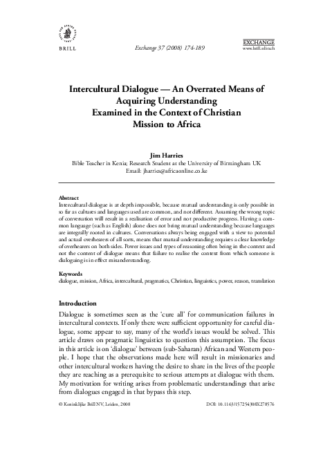(PDF) Intercultural Dialogue – an overrated means of acquiring ...