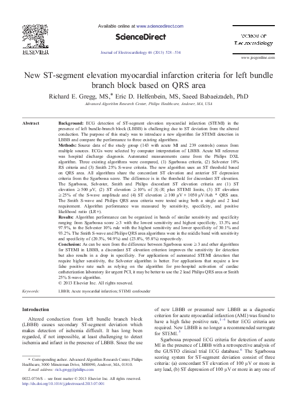 (PDF) New ST-segment elevation myocardial infarction criteria for left ...