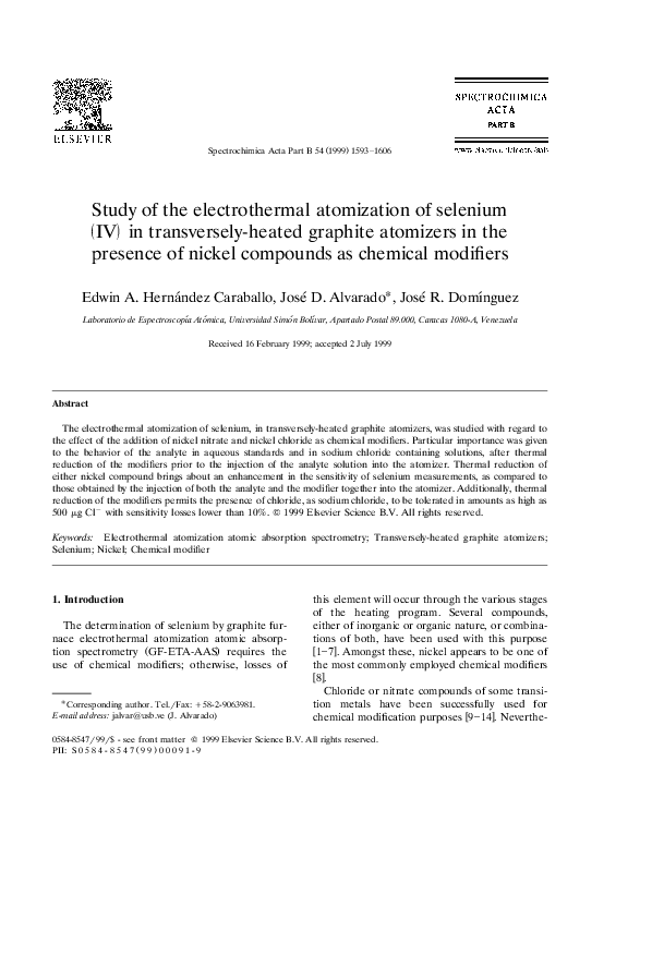 (PDF) Study of the electrothermal atomization of selenium (IV) in ...